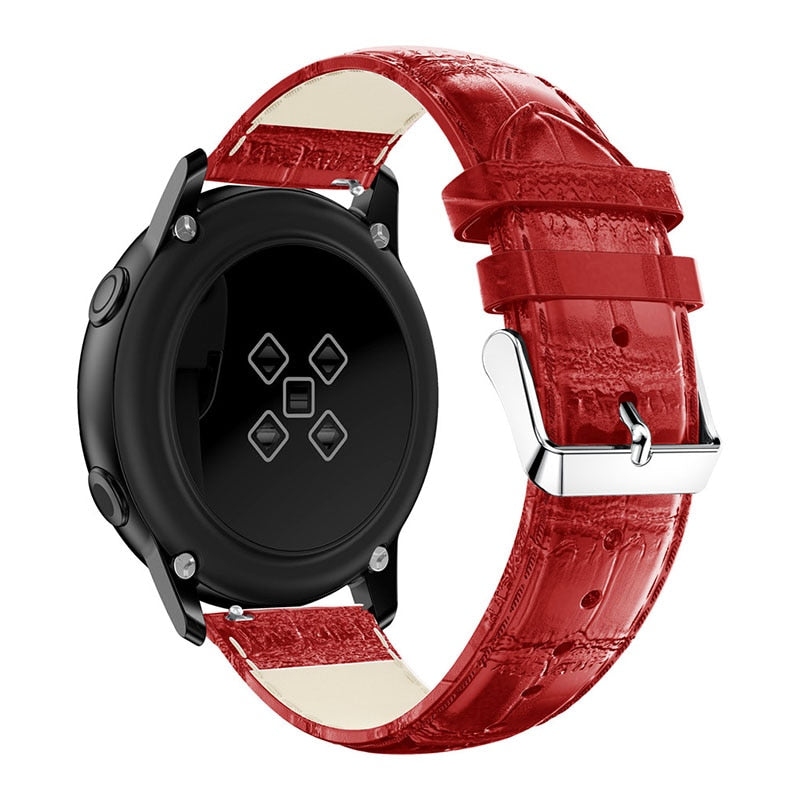 20mm Samsung Galaxy Watch Strap/Band | Red Smooth Leather Strap/Band ...