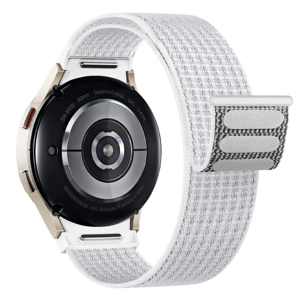20mm Samsung Galaxy Watch Strap/Band | Reflective White Nylon Watch St ...